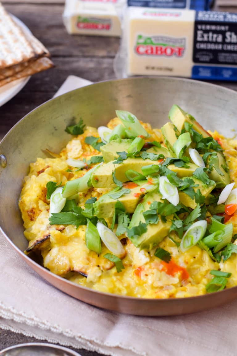 Matzo Brei with Cheddar & Avocado - West of the Loop